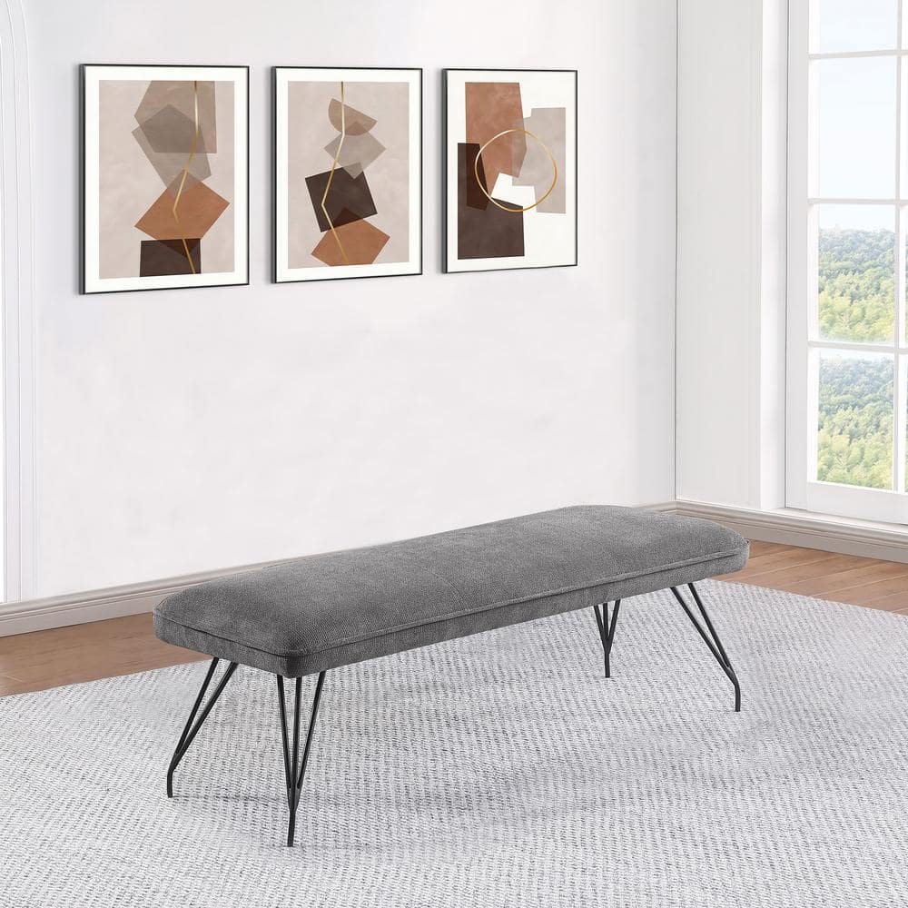 Coaster Dodson Grey Dining Bench with Upholstered Seat 57.75 in. 108487 ...