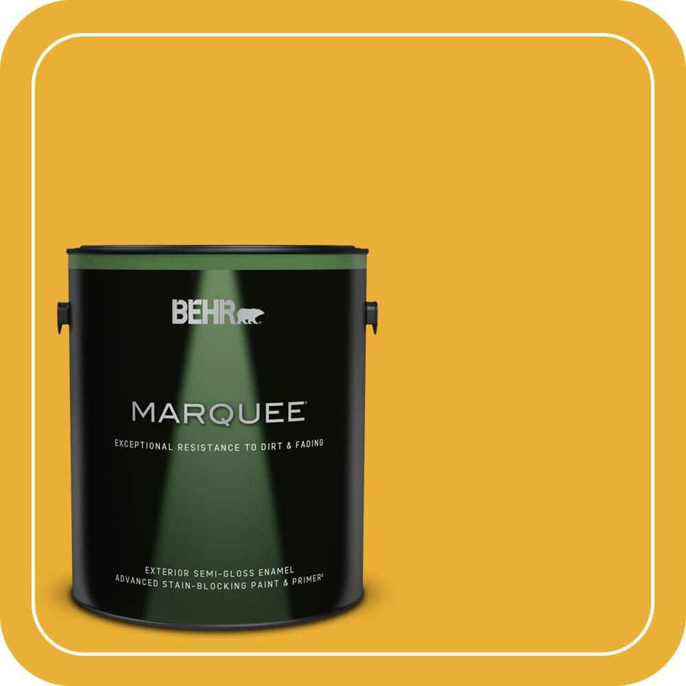 BEHR MARQUEE 1 gal. #P280-7 Midsummer Gold Semi-Gloss Enamel Exterior ...