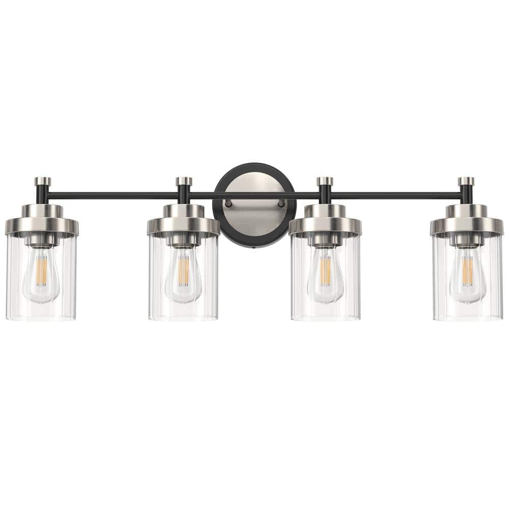 Merra 31.5 in. 4-Light Black and Nickel Modern Dimmable Vanity Light ...