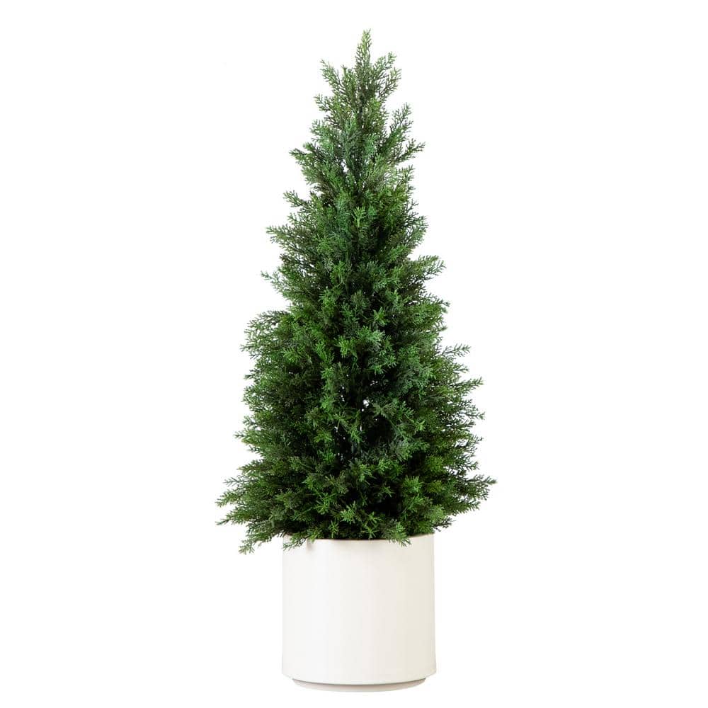 Nearly Natural 3 ft. UV Resistant Artificial Cedar Tree in Decorative ...