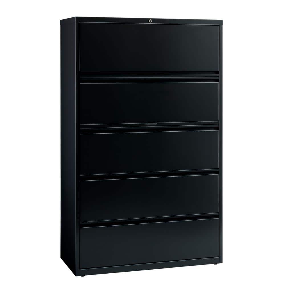 Hirsh 42 in. W 5-Drawer Black Metal Lateral File Cabinet for Home and ...