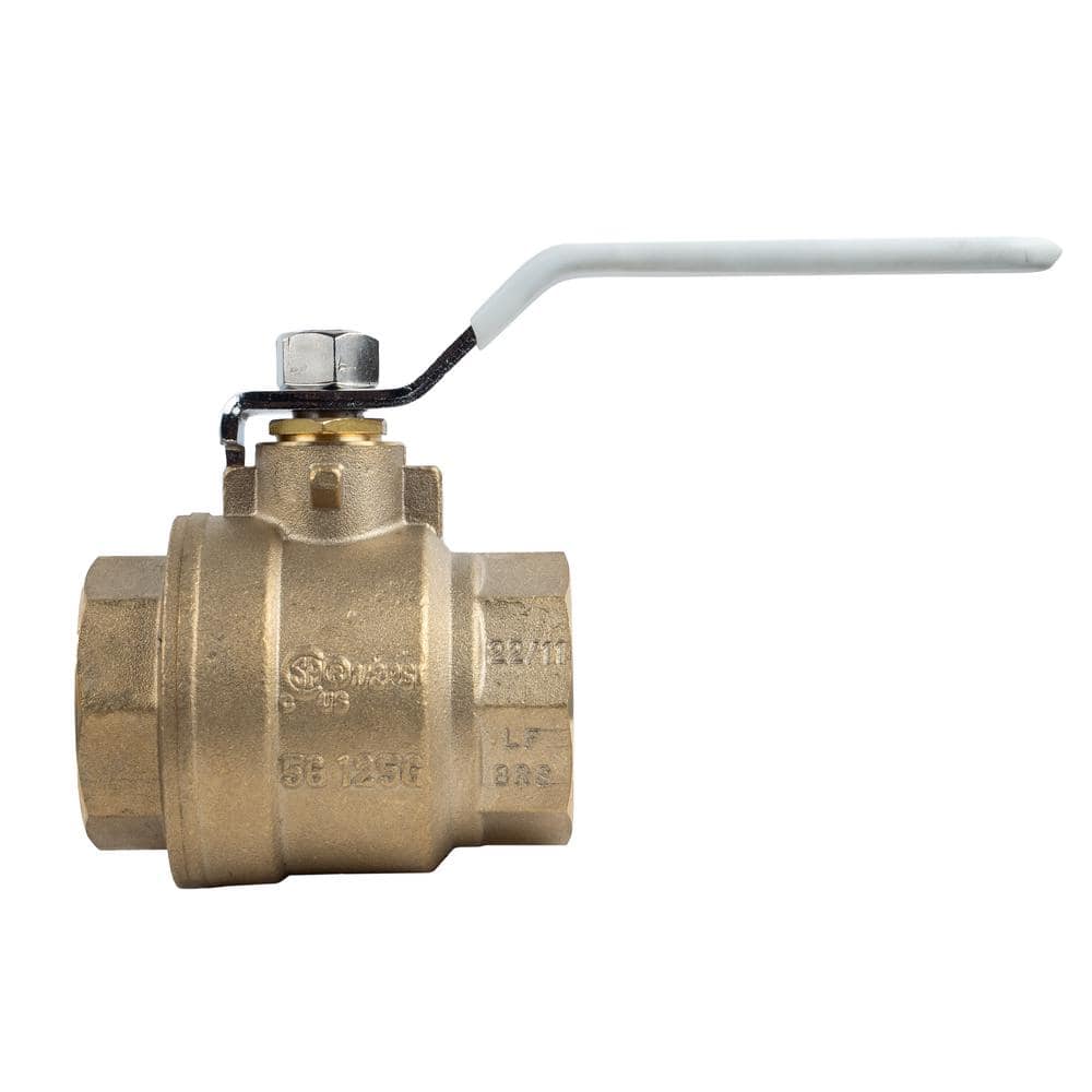 TMG 1-1/2 in. Lead Free Brass FIP Ball Valve with Stainless Steel Ball ...