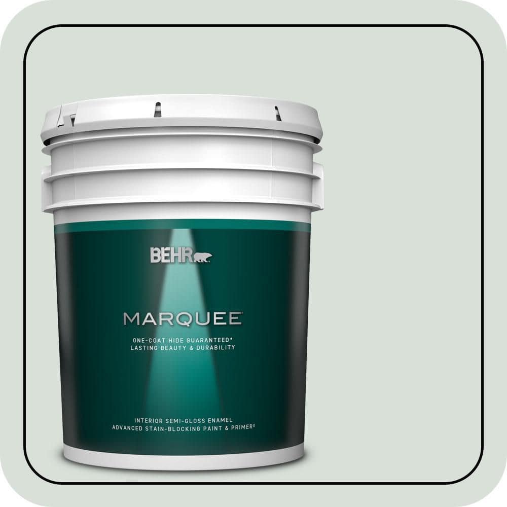 BEHR MARQUEE 5 gal. #N420-1 Juniper Breeze Semi-Gloss Enamel Interior ...