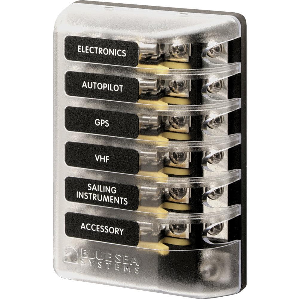 Blue Sea Systems ST Glass 6-Circuit Fuse Block with Negative Bus and ...