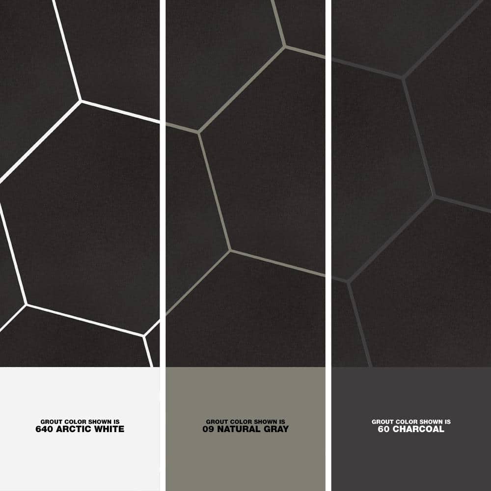 Merola Tile Textile Basic Hex Black 8-5/8 in. x 9-7/8 in. Porcelain ...