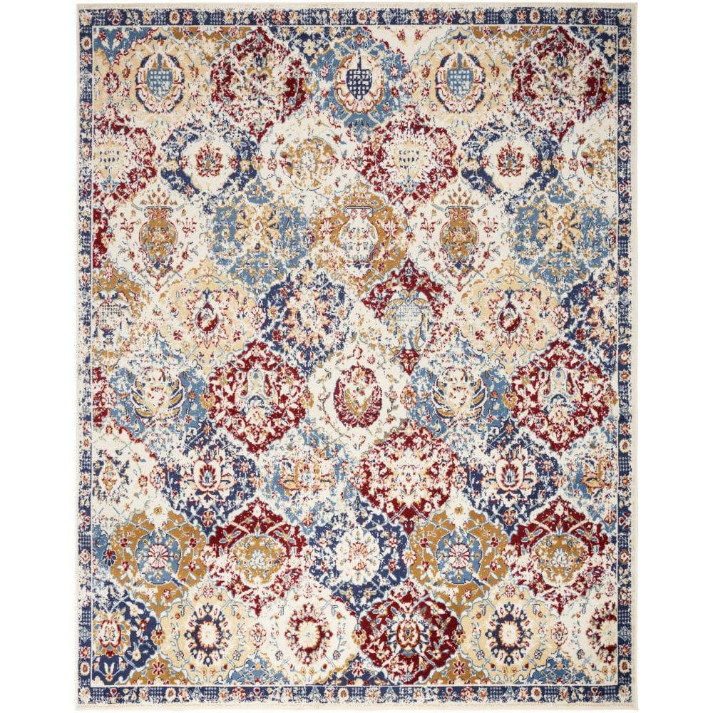 Nourison Grafix Blue Multicolor 6 ft. x 9 ft. Medallion Traditional ...