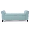 Noble House Hayes Light Blue Fabric Armed Storage Bench 11004 - The ...