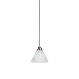 Madison 100-Watt 1-Light Brushed Nickel Shaded Pendant Light with 5 in ...