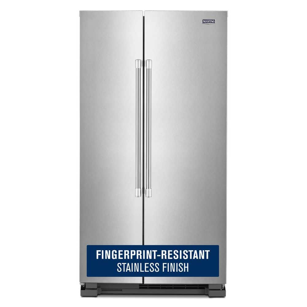 Maytag 36 in. 24.9 cu. ft. Side by Side Refrigerator in Fingerprint ...