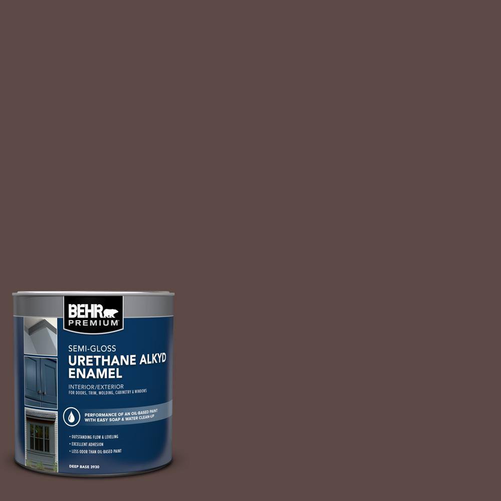 BEHR PREMIUM 1 qt. #MQ1-58 Chocolate Soul Urethane Alkyd Semi-Gloss ...
