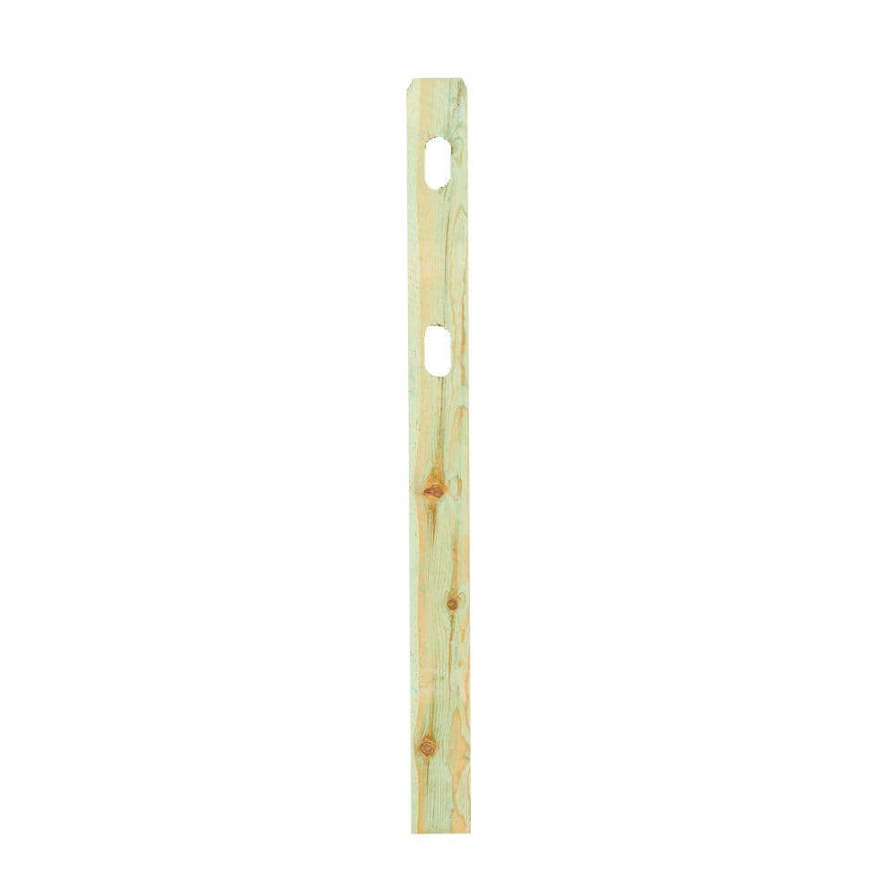 3 in. x 6 in. x 5-1/3 ft. Pressure-Treated Pine 2-Hole Fence Line Post ...