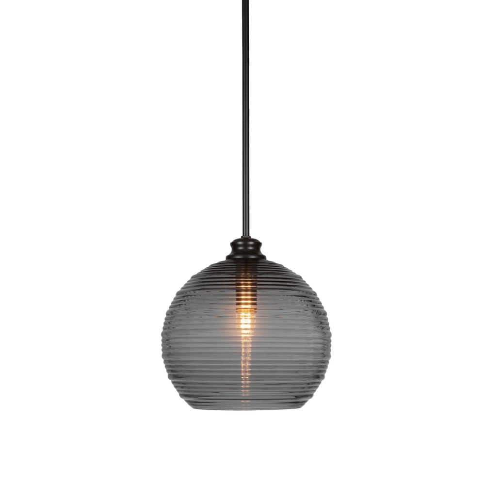 Melbourne 60-Watt 1-Light Matte Black Shaded Mini Pendant Light with ...