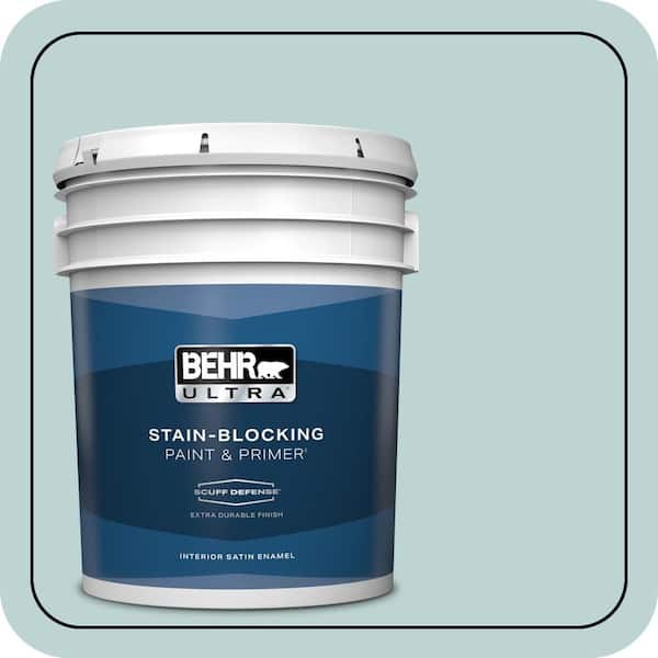 BEHR ULTRA 5 gal. #500E-3 Rain Washed Extra Durable Satin Enamel ...