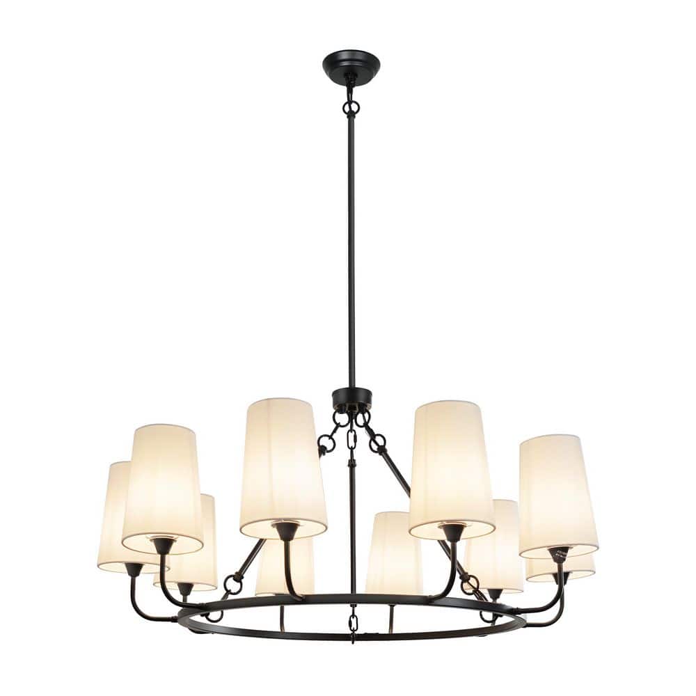 Lark 10 lights Black Classic Wagon Wheel Chandelier for Farmhouse with ...