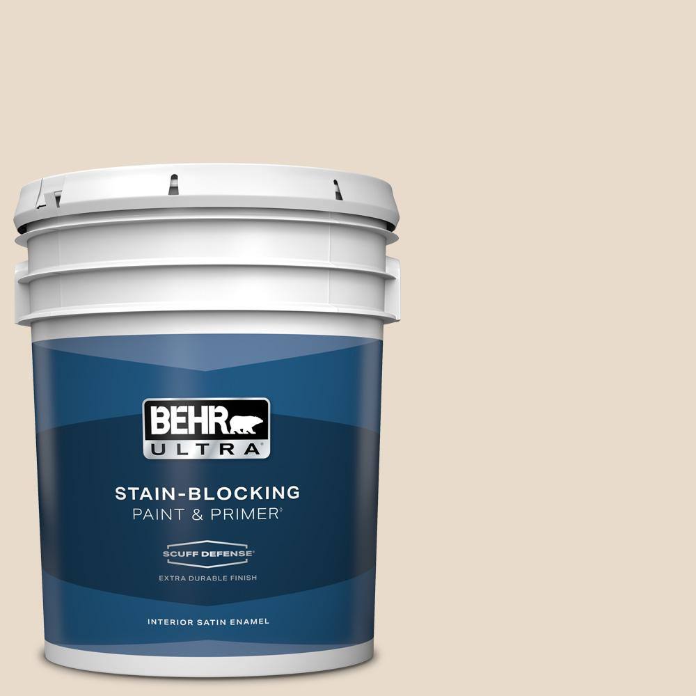 BEHR ULTRA 5 gal. #N240-1 Cascade Beige Extra Durable Satin Enamel ...