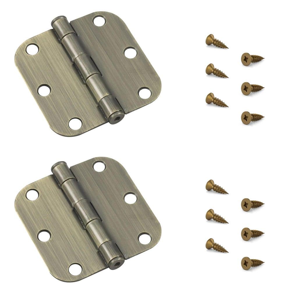 Onward 3 in. x 3 in. Antique Brass Full Mortise Butt Hinge with ...
