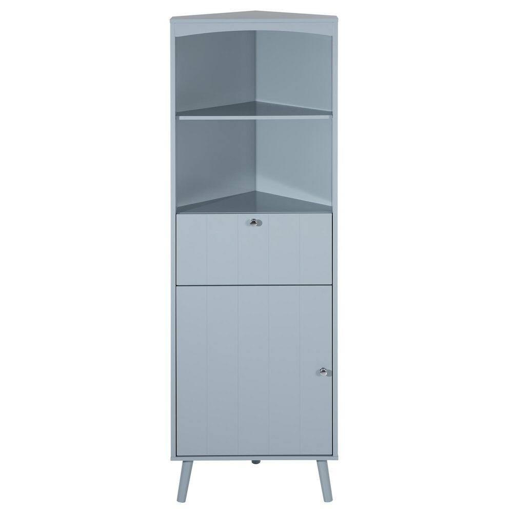 Virubi Triangle 20.1 in. W x 14.2 in. D x 63 in. H Gray Linen Cabinet ...