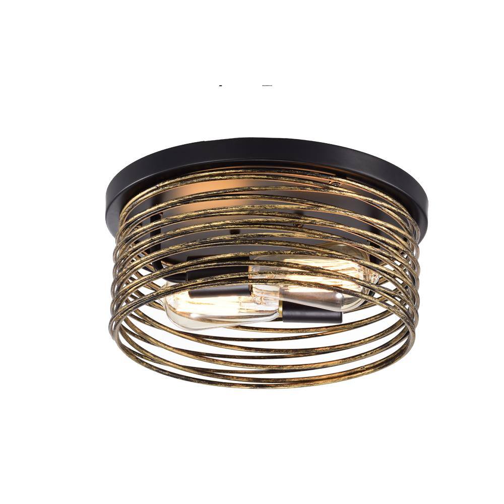 Tidoin 2-Light Black Round Iron Hanging Barn Light Ceiling Light with ...