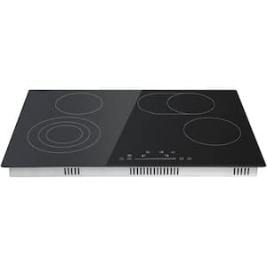 SKYSHALO Electric Stove Top 30 in. Black Elements 4-Burners Electric ...
