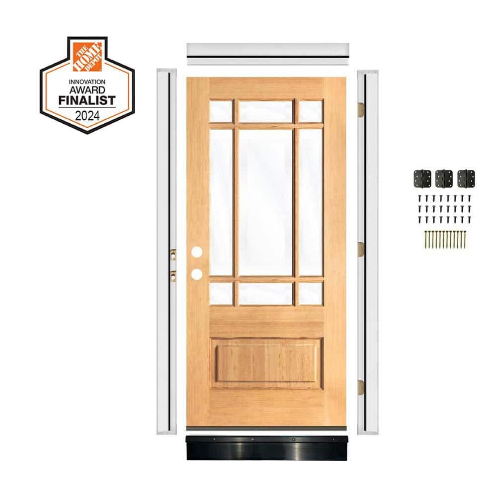 Krosswood Doors DIY 36 in. x 80 in.Prairie Hemlock RightHand 9 Lite ...
