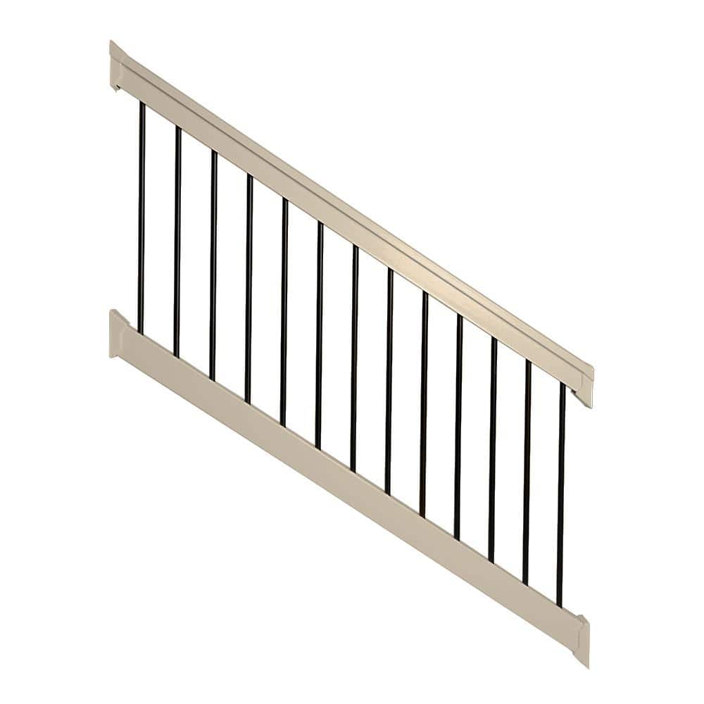 Weatherables Bellaire 3 ft. H x 96 in. W Khaki Vinyl Stair Railing Kit ...