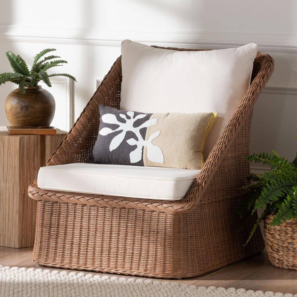 bali & pari Derris Peanut Brown Rattan Arm Chair 256-14077-HD - The ...