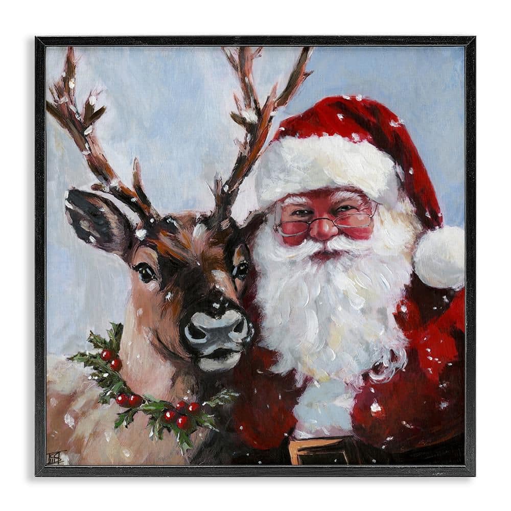 Stupell Industries Rosy Cheeked Santa and Reindeer by Sara Culpepper 1 ...
