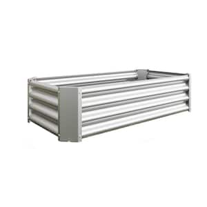 4 ft. x 2 ft. x1 ft. Outdoor Silver Metal Raised Garden Bed Planter Box ...