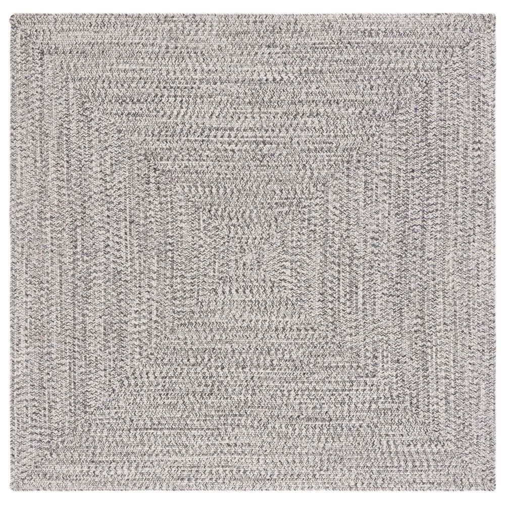 SAFAVIEH Braided Gray/Ivory 6 ft. x 6 ft. Machine Washable Concentric ...