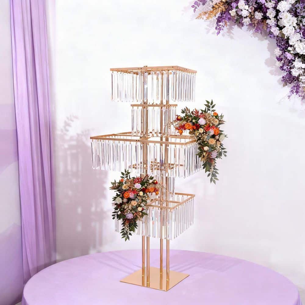 YIYIBYUS 49.2 in. x 19.6 in. Gold Square Metal Iron Frame Acrylic ...