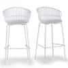 Glamour Home Basil 30 in. White Metal Bar Stool with Plastic Seat 2 ...