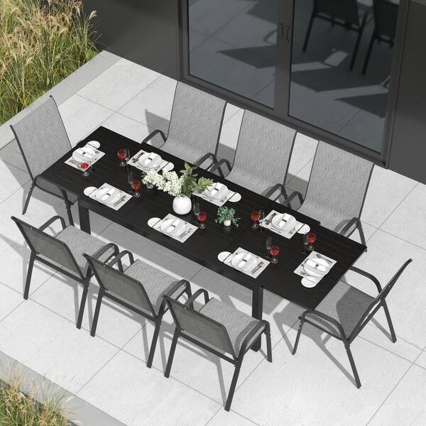 INNUMIA Stackable Gray Outdoor Stackable Dining Chair Set of 8 ...