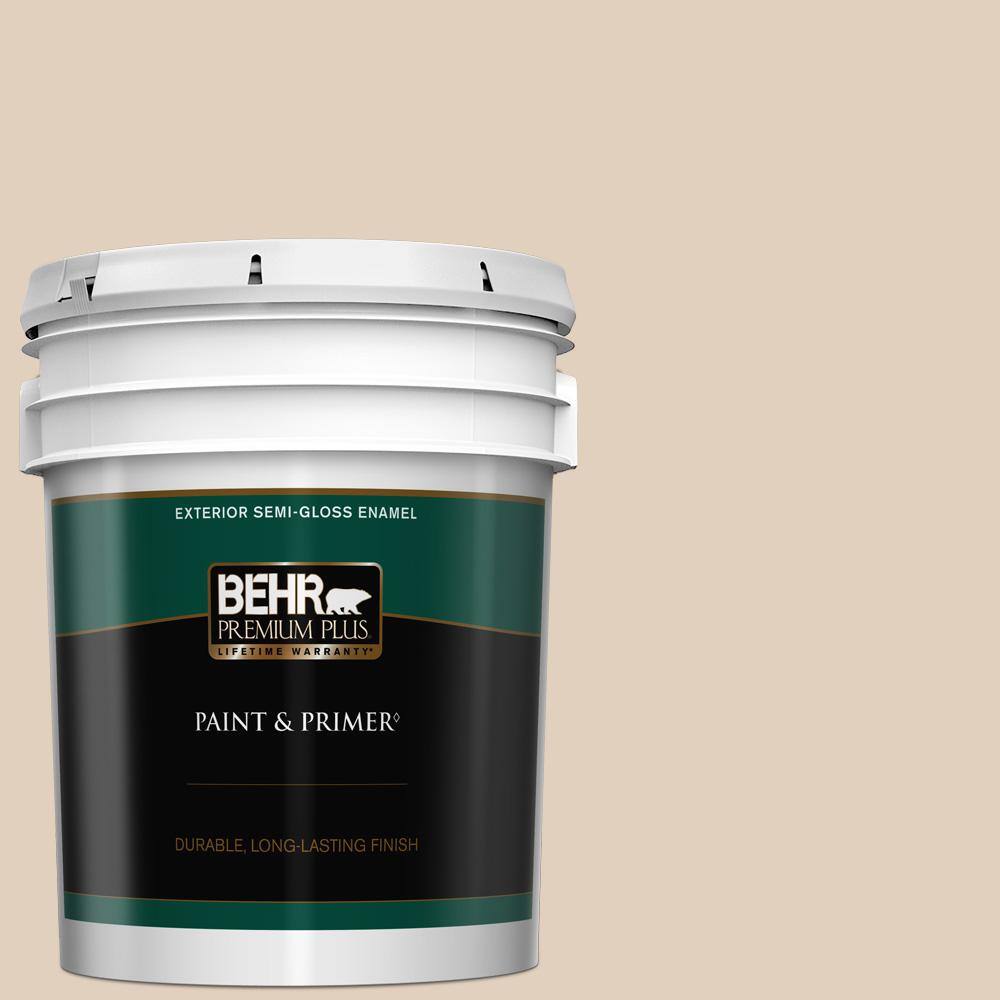 BEHR PREMIUM PLUS 5 gal. #N240-2 Adobe Sand Semi-Gloss Enamel Exterior ...