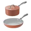 JEREMY CASS 3-Piece Ceramic Nonstick Cookware Set in Orange, Frying Pan ...