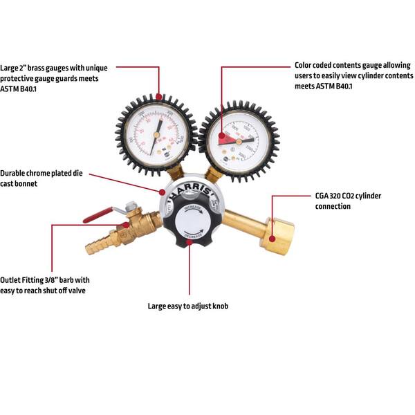 Buy 1/4 in. Model 201 Brass Carbon Dioxide Preset Beverage Regulator 0 ...