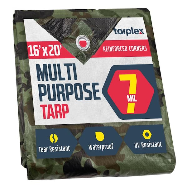 Tarplex 16 ft. x 20 ft. Camo All Purpose Tarp 7 Mil Poly, Waterproof UV ...