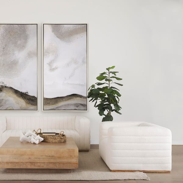 Mercana Ricciardo Cream Boucle Upholstered Arm Chair Set of 1 with ...