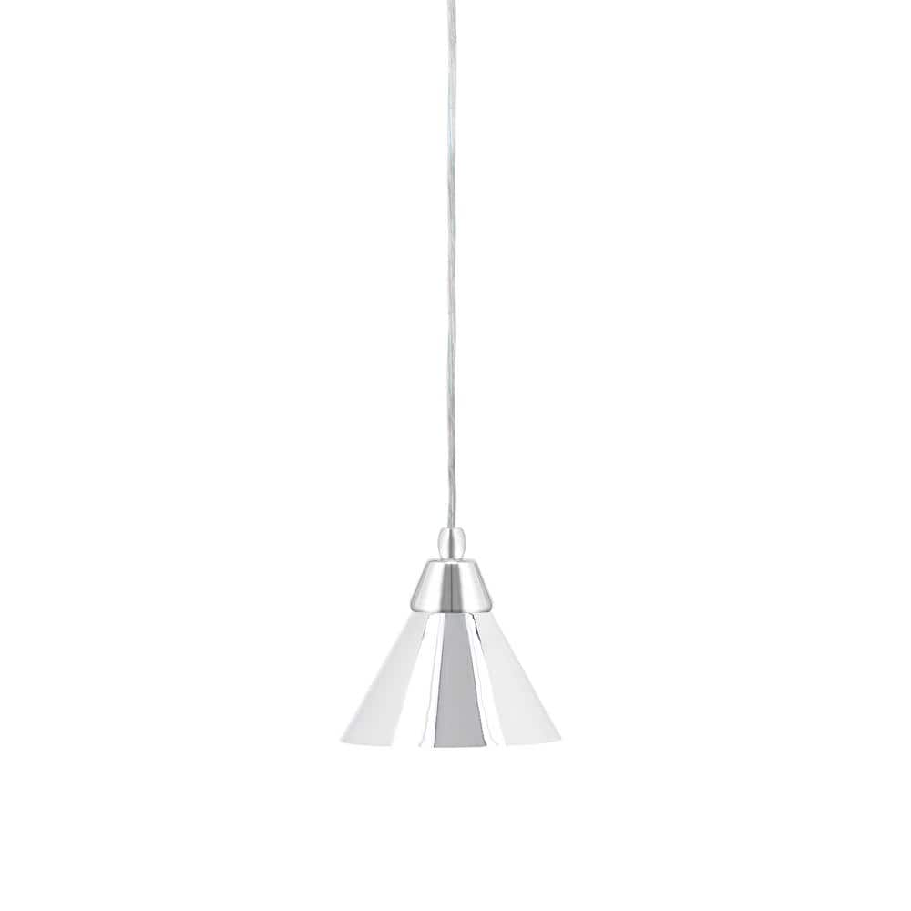 Bryson 60-Watt 1-Light Chrome Shaded Pendant Light Mini Pendant with 7 ...