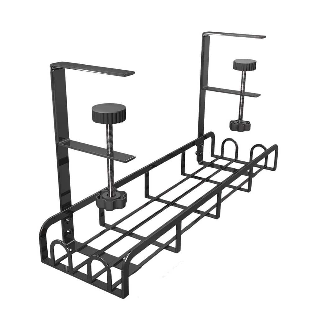 Yichuhaoxi Under Desk Cable Management Tray in Black with Clamp, No Drill Steel Organizer for ...