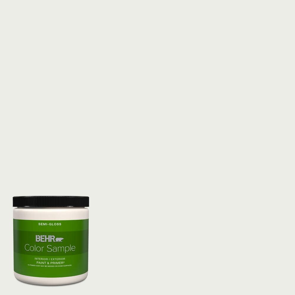 BEHR PREMIUM PLUS 8 oz. #52 White Semi-Gloss Interior/Exterior Paint ...
