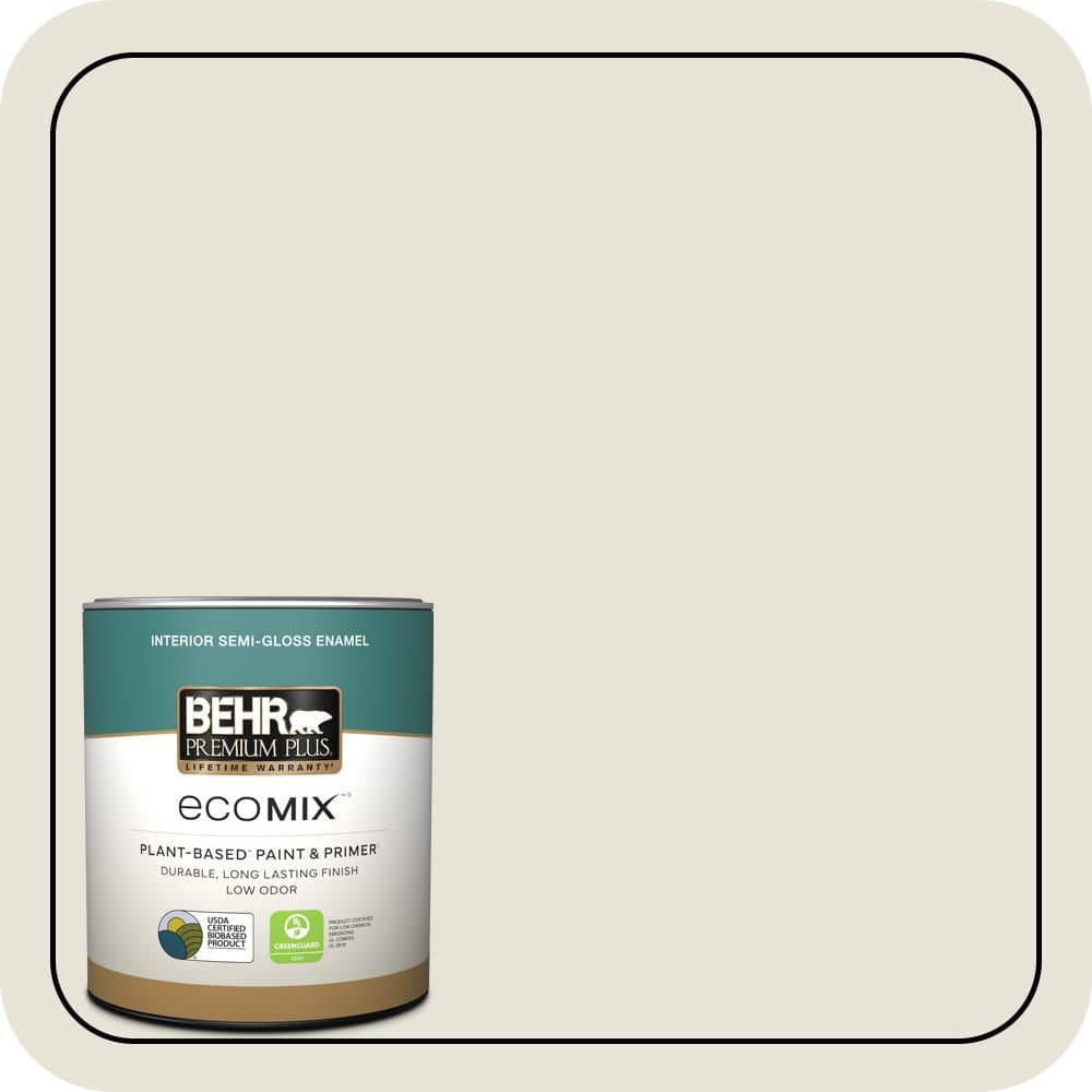 BEHR PREMIUM PLUS 1 qt. #PWN-60 French Chateau Semi-Gloss Enamel EcoMix ...