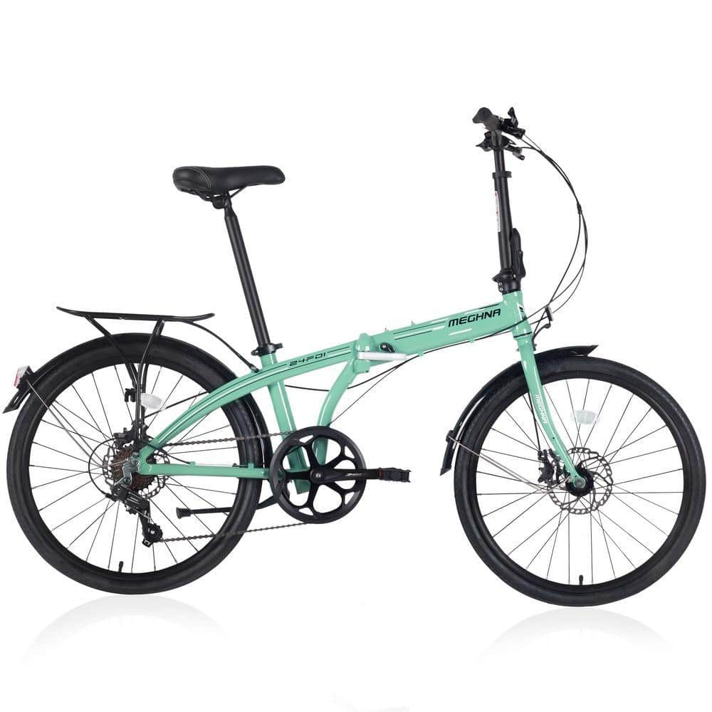 Zeus & Ruta 24 in. Green Aluminum Frame 7-Speed Folding Bike Taylor-43 ...