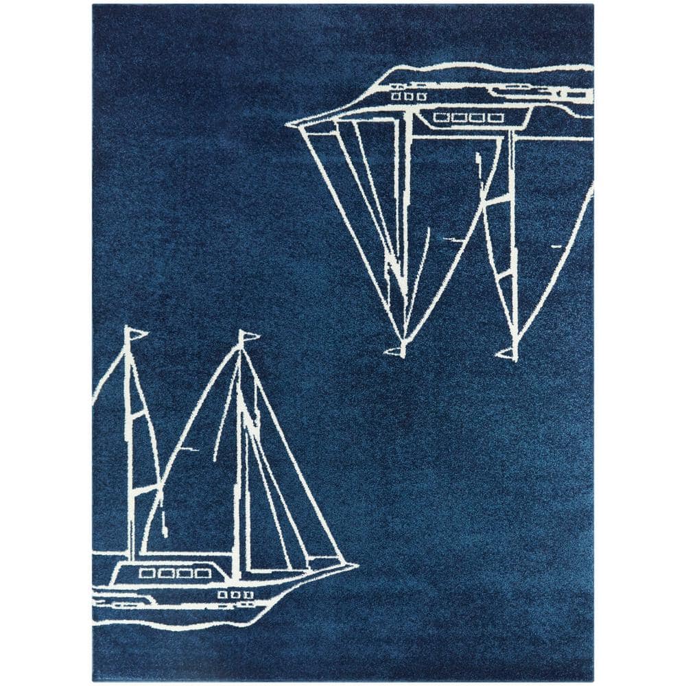 BALTA Marina Nautical Ship Blue 5 ft. x 7 ft. Area Rug 3007205 - The ...