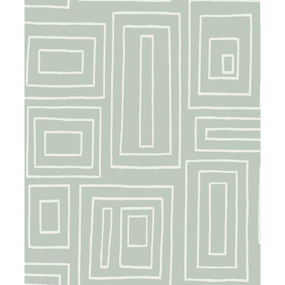 NextWall Aloe Green Rectangle Geo Vinyl Peel and Stick Wallpaper Roll ...