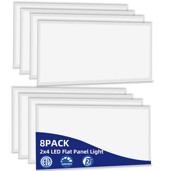 Honbei (8-Pack) 2 ft. x 4 ft. 7800 Lumens Integrated LED LED Panel ...