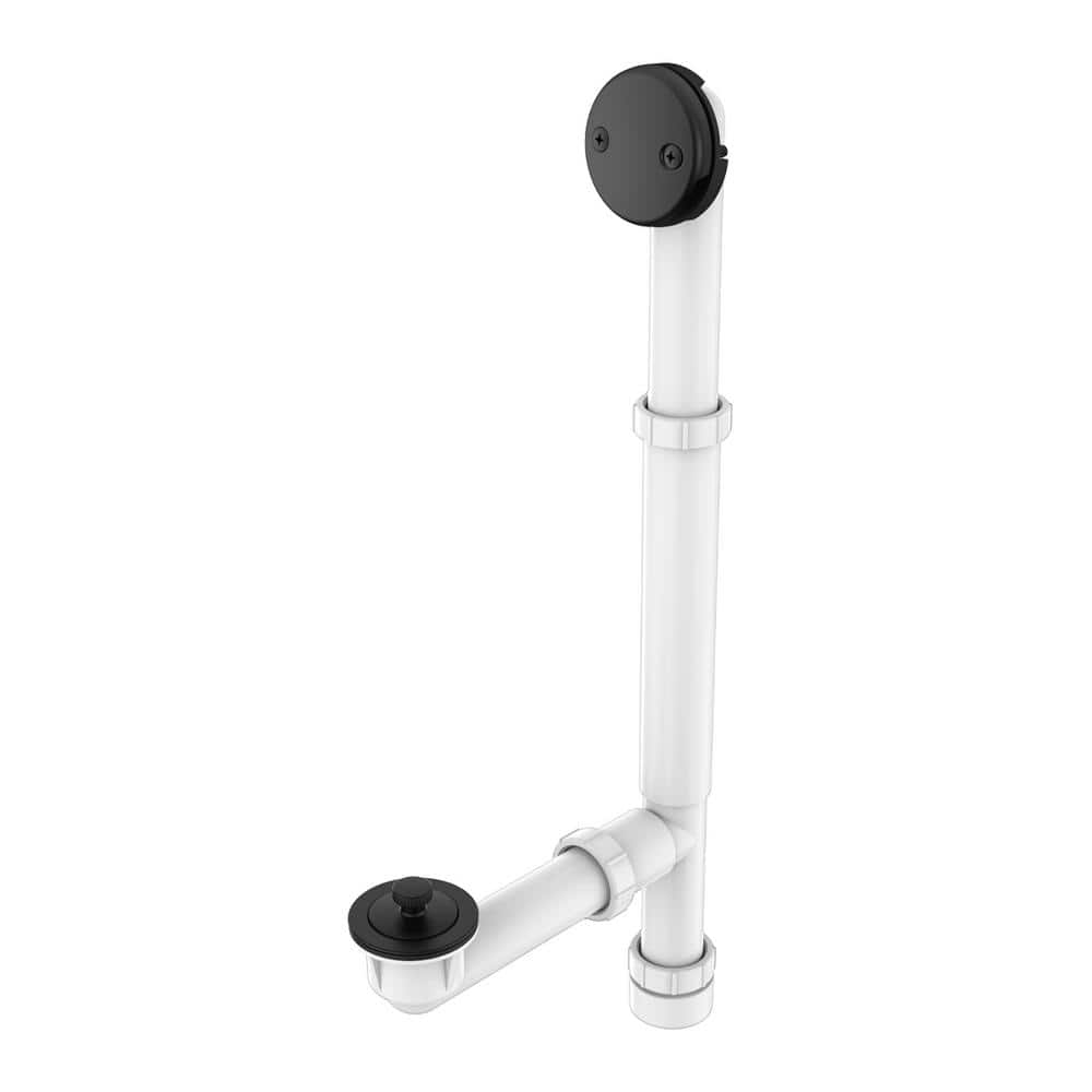 PF WaterWorks Matte Black Trim Twist Close Bathtub Drain - White ...
