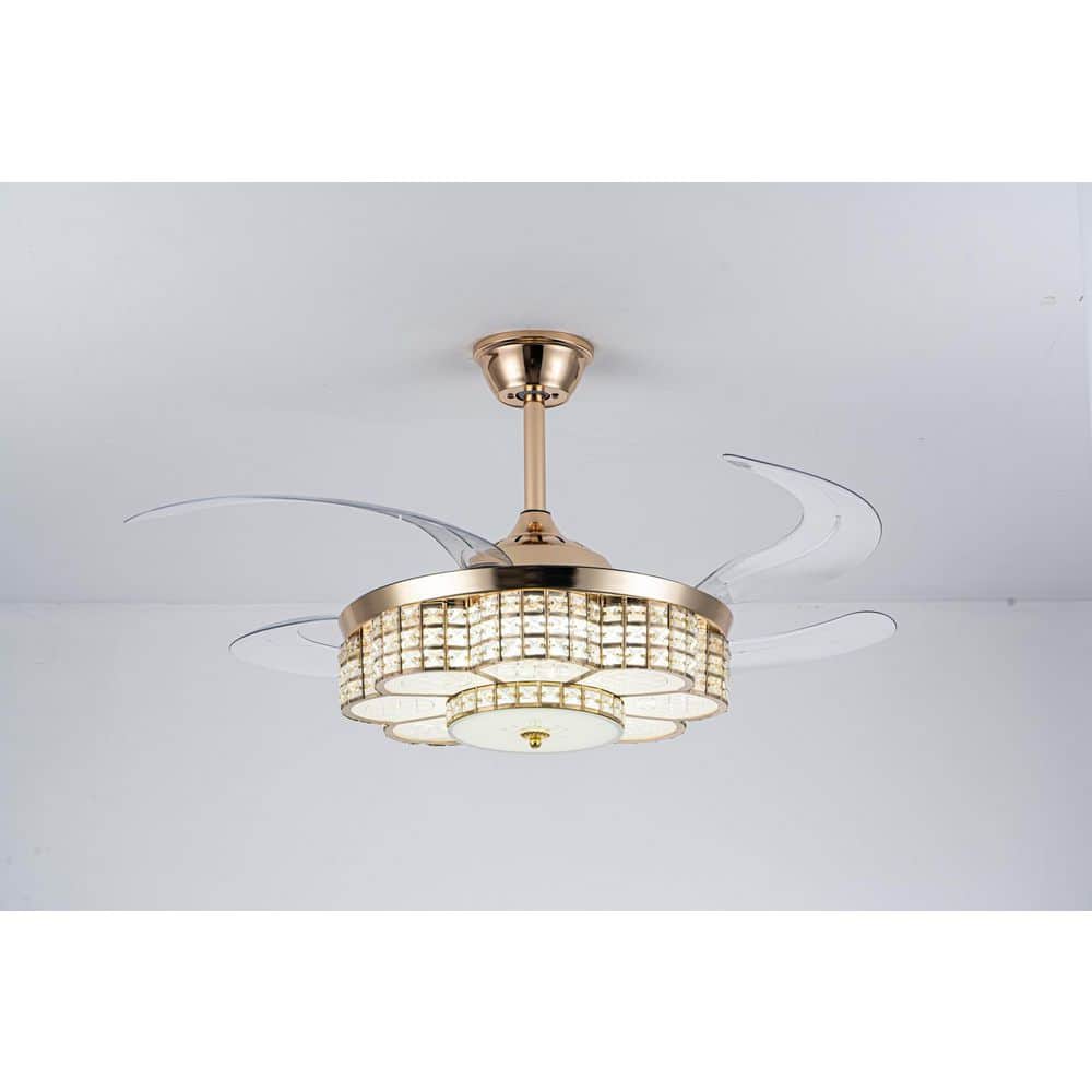 Jushua 48 in. Gold Metal Noiseless Reversible DC Motor Downrod Mount ...