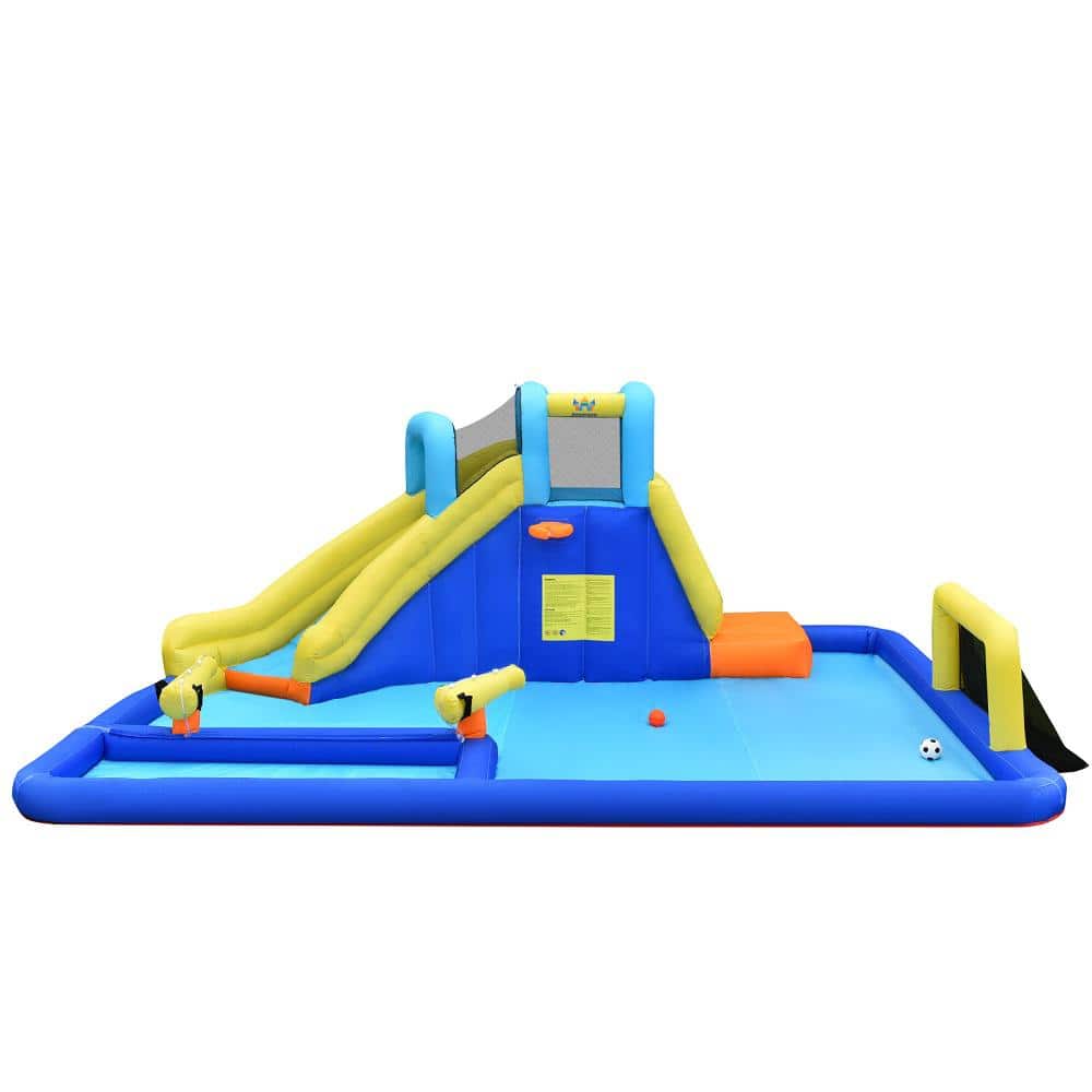 Gymax Inflatable Water Slide Climbing Wall Water Gun Splash Pool Bounce ...