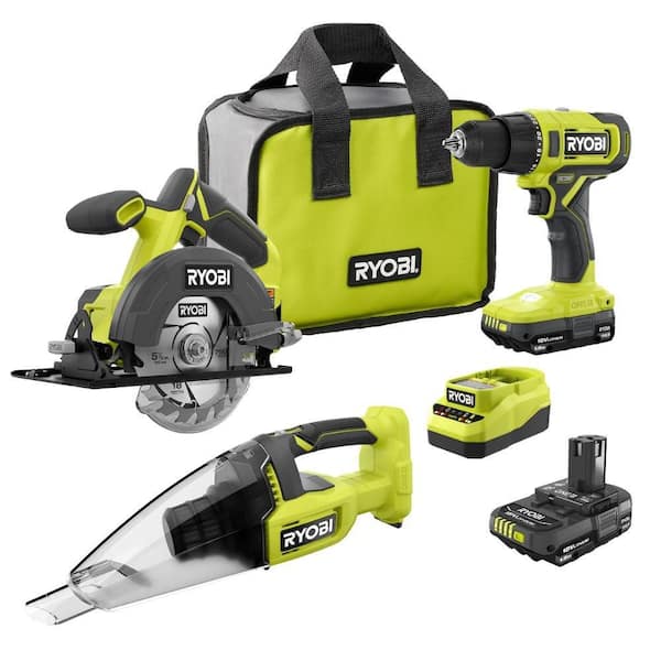 RYOBI ONE+ 18V Cordless 2-Tool Combo Kit with (2) 1.5 Ah Batteries ...