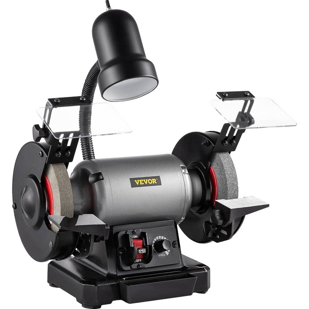 VEVOR 6 in. Bench Grinder 250W 1/3HP Motor Variable-Speed with Work ...